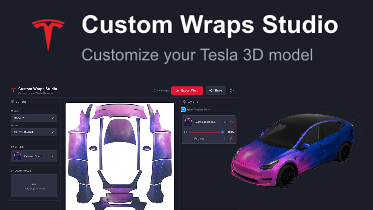 Custom Wraps Studio · Tesla Paint Shop Designer